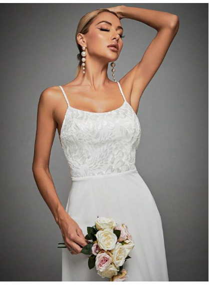 Camila Contrast Lace Cami Wedding Dress - Bella Bridesmaids